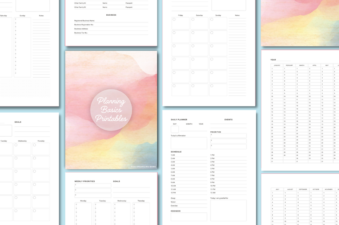 Planning Basics Printables – Organizing Moms Shop